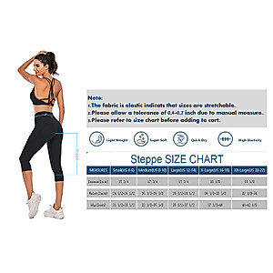 Steppe Naked Feeling High Waisted Yoga Pants Women's Workout Capris Leggings with Pockets Tummy Control Buttery Soft Running Compression Capris for Athletic Gym Exercise Fitness Black-XXL