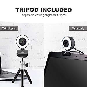 VITADE Streaming Webcam 1080P, 960A HD Web Camera USB Web Cam for Gaming Conferencing Video Chatting Mac Windows Desktop Computer Laptop Wide Angle Webcam with Ring Light & Microphone & Tripod