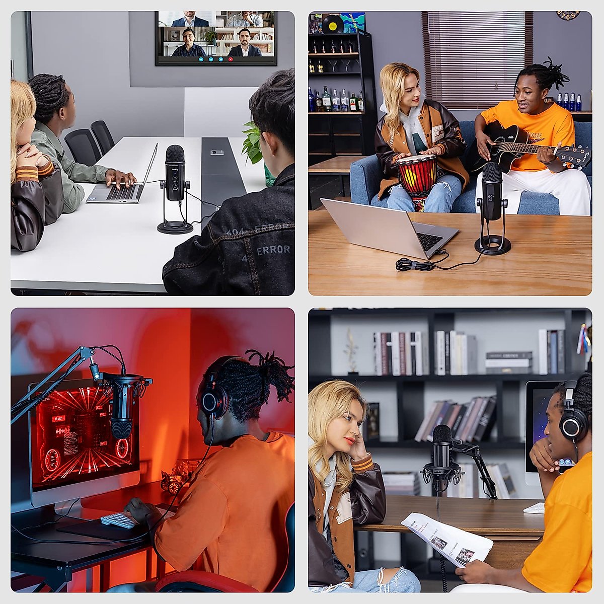 SmallRig U60 All Metal USB Microphone PC Streaming Microphone, Gaming Mic for PC,PS5 & Mac, 4 Pickup Patterns, Shock Mount and Adjustable Stand, Gain Control for Recording, Plug and Play, Black - 3466