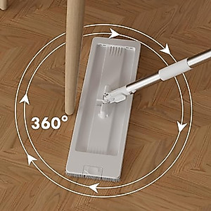 JEOPEM Flat Mop and Bucket with Wringer Set System, Mops for Hardwood Floor Cleaning with 4pcs Washable Microfiber Pads, Wet and Dry Use, Wood Floor Cleaner, Large Mop Head Length 38CM
