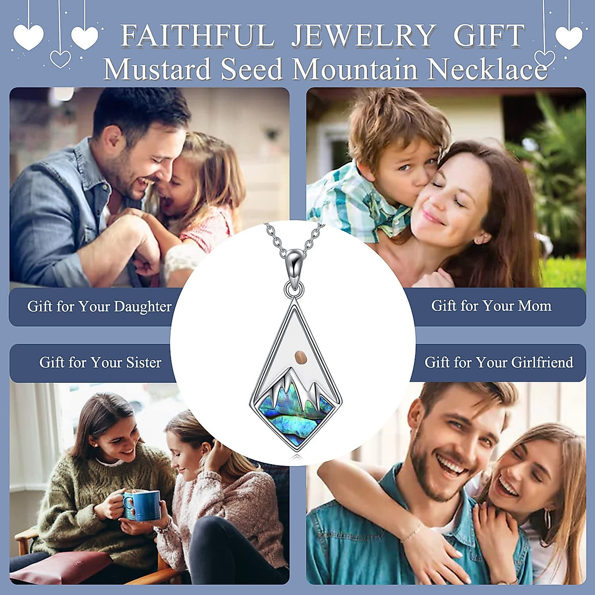 AOBOCO Mustard Seed Necklace for Women 925 Sterling Silver Mountain Faith Necklace Pendant Jewelry Christian Jewelry Mothers Day Birthday Gifts for Mom