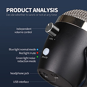 MICYUSHENG USB Mini Condenser Microphone,Desktop Microphone for PC/Micro/Mac/Android,Professional Plug&Play Studio Microphone with Stand,Online Chatting,Videos,Voice,Streaming,YouTube.