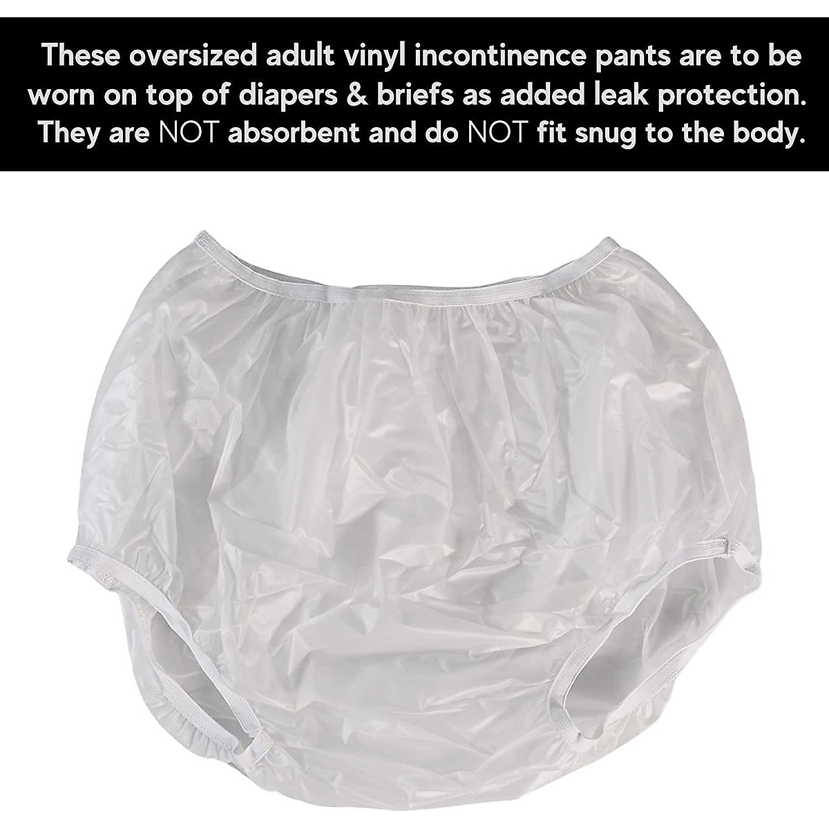 Adult Vinyl Waterproof Pull-On-Cover Incontinence Pants (This is not a Diaper) Extra Oversized Waterproof Underwear Protection to GO ON TOP of/Together with Diapers & Briefs as Added Leak Resistance