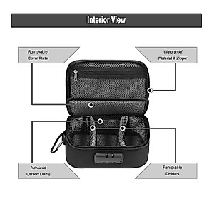 Egooz Large Smell Proof Stash Bags with 5 items - Waterproof Smell Proof Box Case for Travel and Home, Smell Proof Containers Box for Storing Your Products, Black