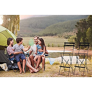 HollyHOME Patio Premium Steel Bistro Chair, Set of 2, 44"(H) Counter Pub Bar Stool, Accent Camp Folding High Chair, Anti-Rust Outdoor&Indoor Garden Furniture for Party, Porch, Black