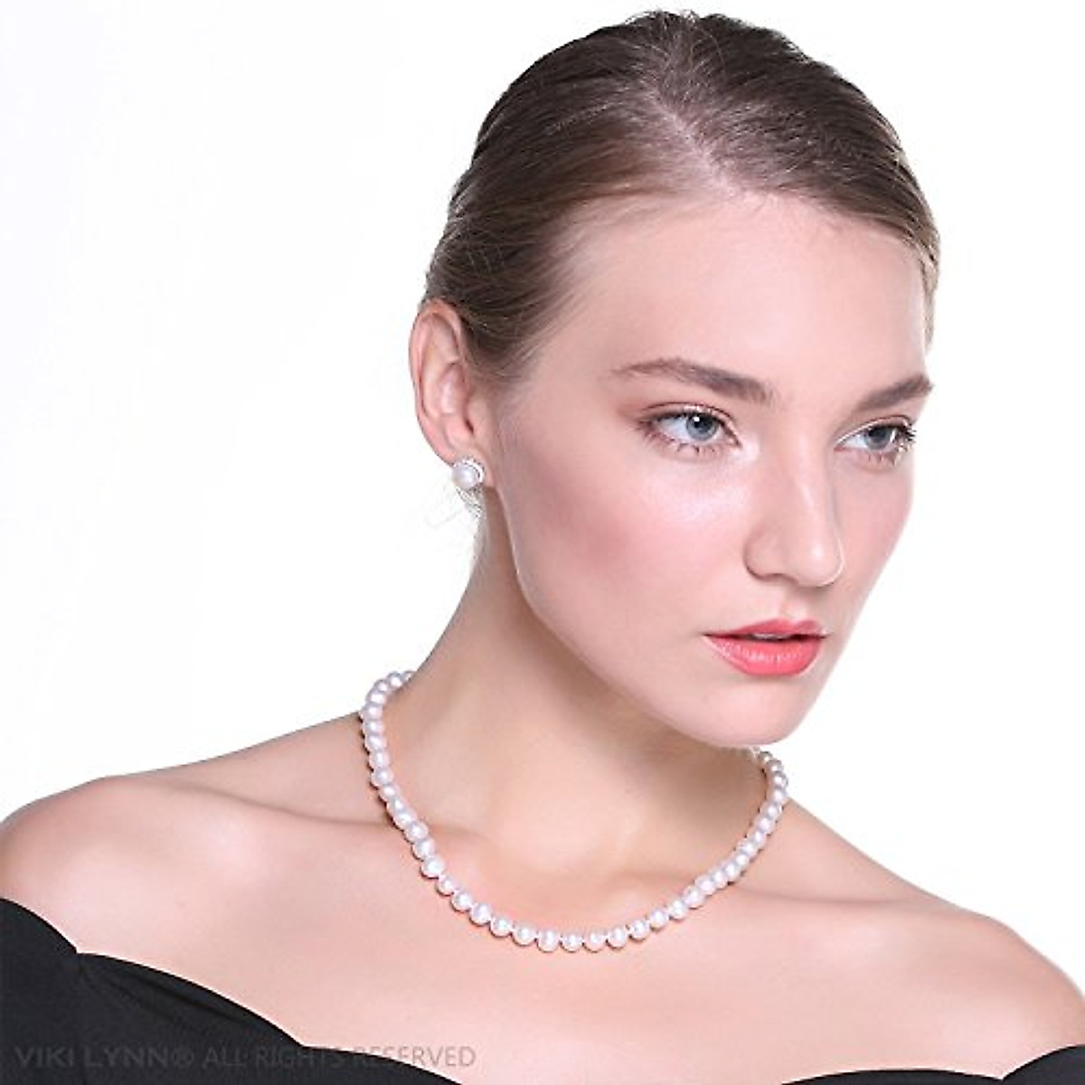 VIKI LYNN Pearl Necklace 6-7mm Freshwater Cultured Pearls 925 Sterling Silver 18inch