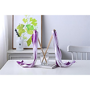 30pcs Ribbon Stick Wands Party Streamers for Wedding Party Activities (Purple)