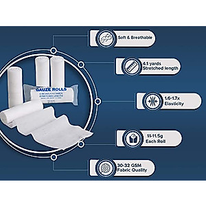 Gauze Rolls Pack of 24 – Premium Quality Lint and Latex-Free 4 inches x 4.1 Yards Conforming Stretch Bandages Designed for Effective Wound Care & Comfort - Ideal for use as a Mummy wrap