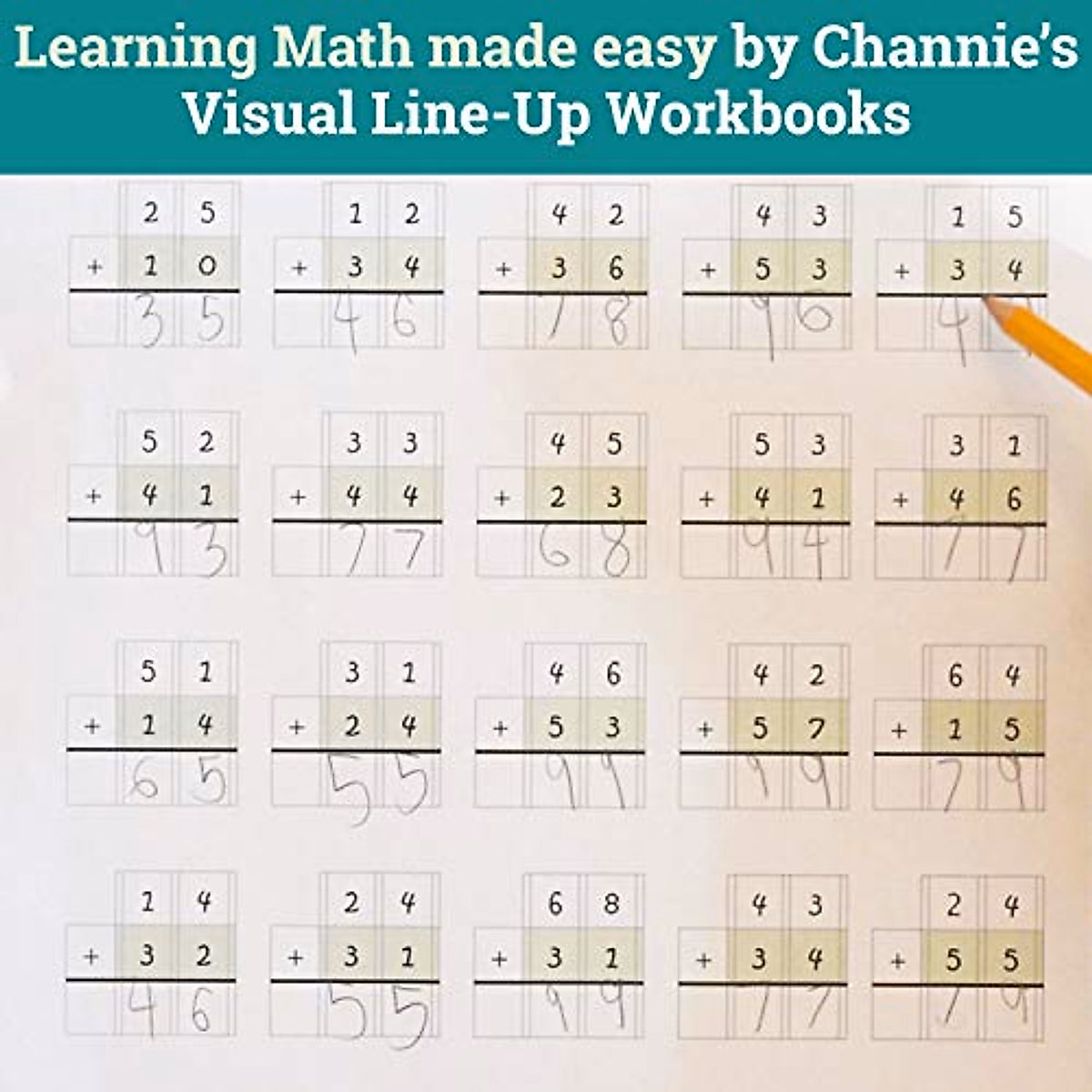 Channie's One Page A Day Double Digit Math Problem Workbook for 1st Graders, 2nd Graders, and 3rd Grade Simply Tear Off On Page a Day For Math Repetition Exercise! Addition and Subtraction Workbook