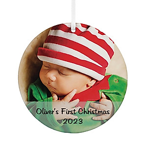 Let's Make Memories Personalized Photo Ornament - Keepsake Ornament for Christmas 2023 - Round Photo Ornament with Text