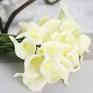 GUCHIS 30pcs Artificial Calla Lily Bridal Wedding Bouquet,Artificial Real Touch Latex Flowers for Home Garden Party Wedding Decoration