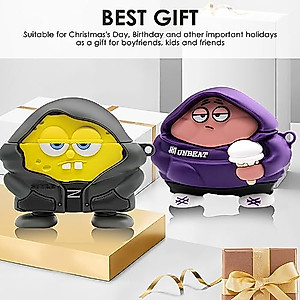 LDSXAY Beats Studio Buds/Buds + Case Cover, 3D Cute Funny Cartoon Character Silicone Protective Skin Cover for New Beats Studio Buds + Wireless Earbuds Case with Keychain Accessories (Purple)