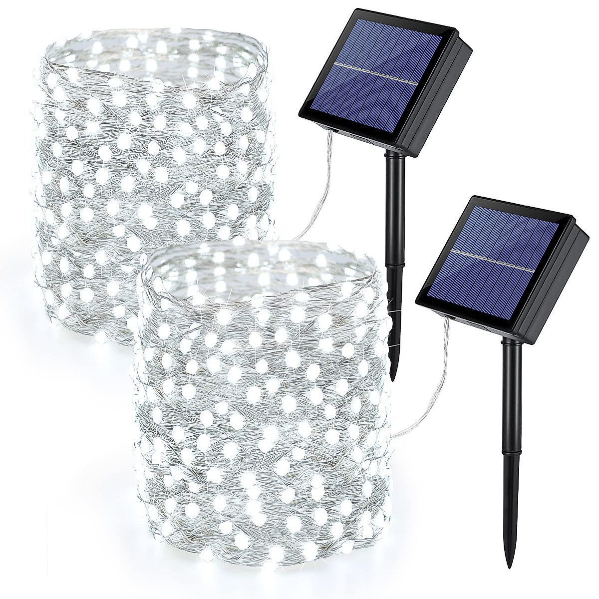 Joomer Solar String Lights Outdoor Waterproof, 2 Pack Extra-Long 72ft 200 LED Solar Fairy Lights with 8 Modes, Copper Wire Solar Lights Outdoor for Tree, Patio, Garden, Party Decoration(White)