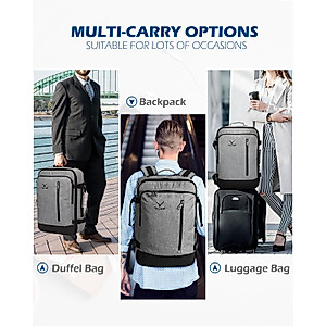 Hynes Eagle Carry on Backpack 38L Large Travel Backpack for Women Flight Approved Weekender Bag Laptop Backpack Men 15 inches Orange Grey with Black Grey