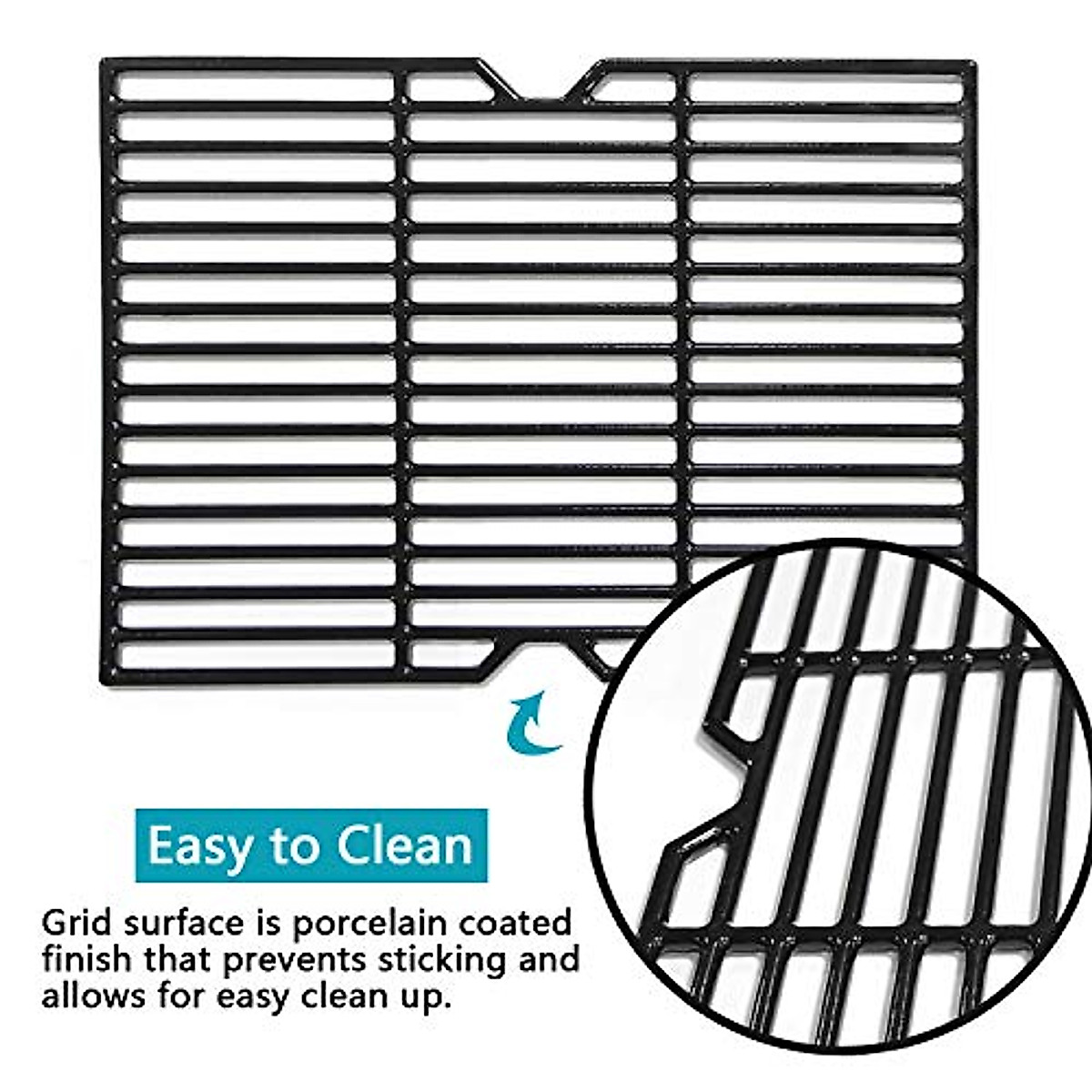 Hongso 18 1/4 Inch Porcelain Coated Cast Iron Grill Grate Cooking Grid Replacement for Charbroil 463268008, 80005665, CG-65P-CI, Thermos, Uniflame, Master Forge Gas Grill, g515-00b5-w1, PCF652