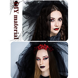 Halloween Tulle Fabric Roll 6 Inch x 100 Yards Tulle Ribbon 300 Ft Tulle Netting Fabric Spool DIY Decorative Tulle Roll for Halloween Decoration DIY Crafts Wedding Party Skirts Bows (Black)