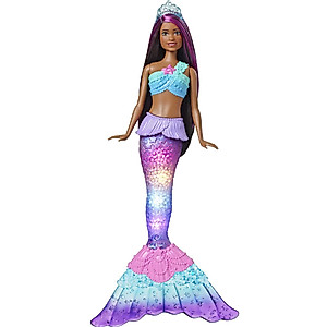 Barbie Dreamtopia Doll, Mermaid Toy with Water-Activated Light-Up Tail, Purple-Streaked Hair & 4 Colorful Light Shows