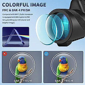 80x100 Monocular Telescope, Eullsi HD Monocular for Adults with Smartphone Adapter & Tripod, Compact Monocular for Bird Watching Hiking Camping Hunting Wildlife Travel (Black)