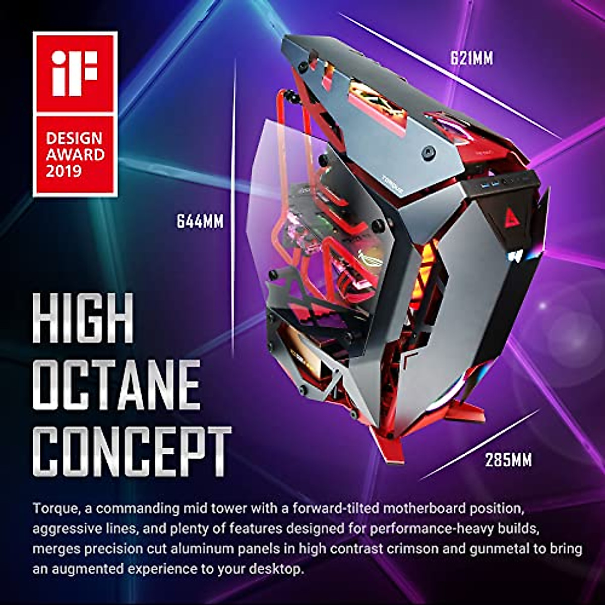 Antec Torque Black/Red Aluminum ATX Mid Tower Computer Case/Winner of iF Design Award 2019