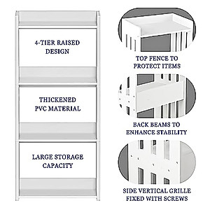 HAYOFAMY 4 Tier Bookshelf, Bookcase for Small Spaces, White Book Display Shelves, Kids Open Shelf Rack Storage Organizer for Living Room, Office, Bedroom, Kids Room and Bathroom