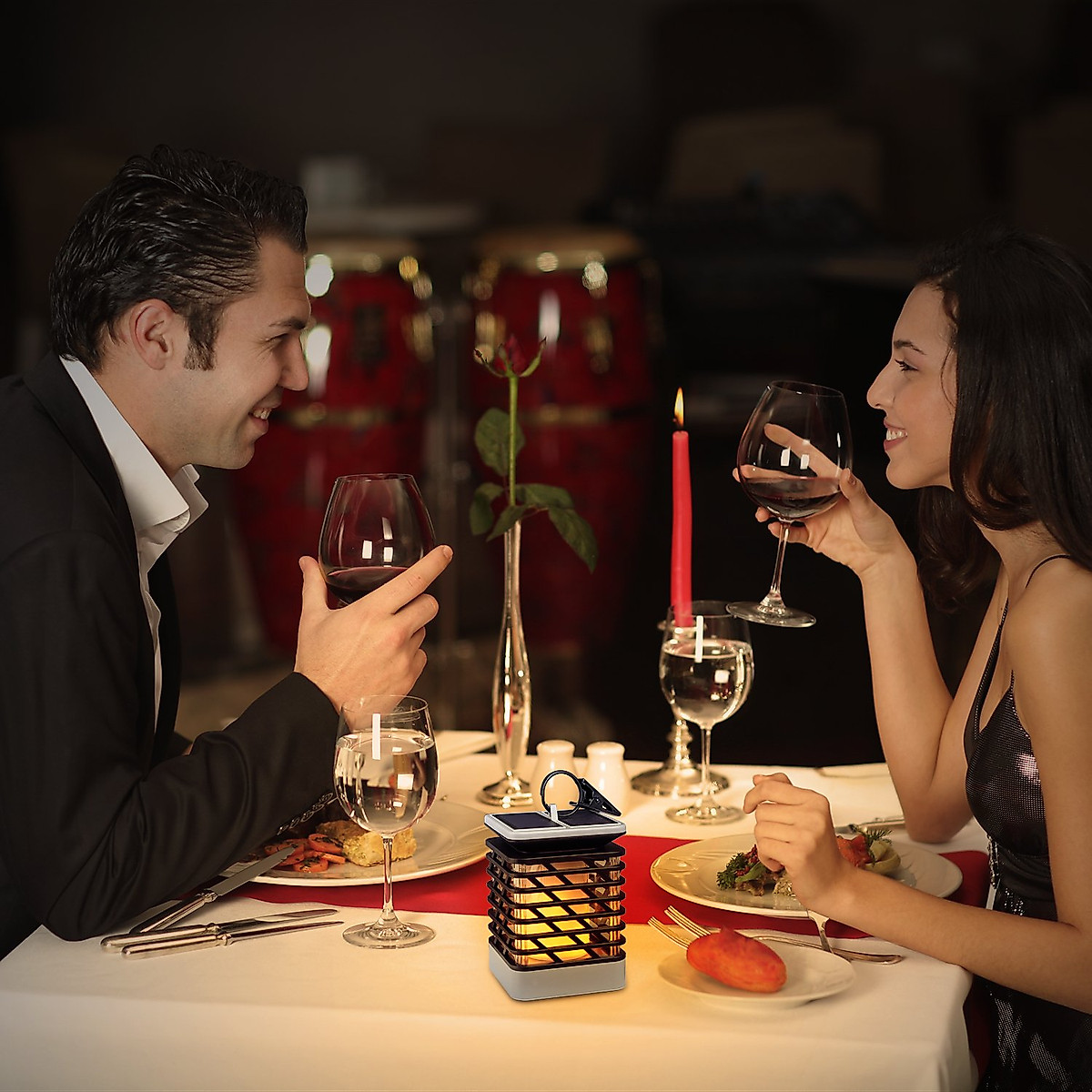 Espier Solar Lantern Outdoor Hanging 75 LED Dancing Flame Effect Solar Table Lights Umbrella Lights for Pathway Patio Yard Garden Decorative Waterproof Auto On/Off