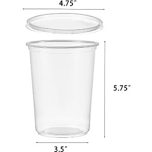 Jaluxing [42 Sets - 32 oz. Plastic Deli Food Storage Soup Togo Containers With Airtight Lids Clear Disposable Takeout Quart Container (Formerly FULING)