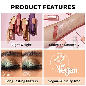 Oulac Blue Liquid Glitter Eyeshadow Liquid Shimmer Eyeshadow Liquid Eyeliner Non-sticky One-Swipe Coverage with Quick-Drying Crease-resistant Formula.Vegan & Cruelty-Free.(10)