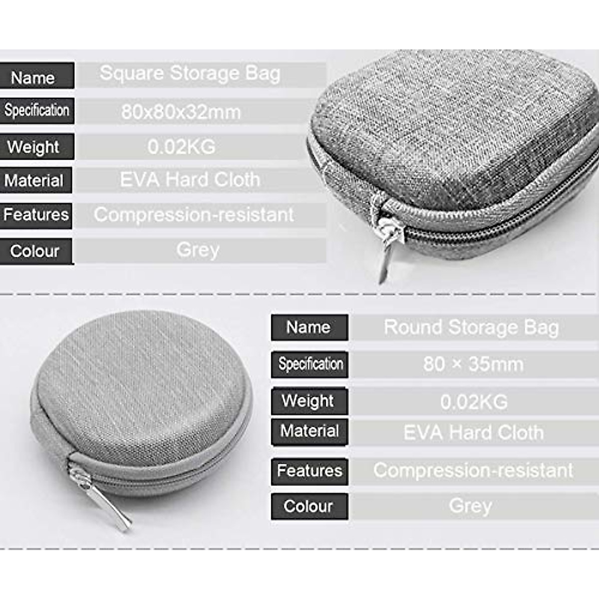 2 Pack Earphone Earbuds Headset Headphone Carrying Case Holder Mini Storage Organizer Box Container Coin Pouch Wallet for MP3,Bluetooth Ear Buds,USB Data Line Cables,Keys,Electronics Protective