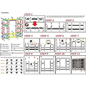 ASSICA Portable Clothes Closet Rolling Door Wardrobe with Hanging Rack Non-Woven Fabric Storage Organizer with Four Drawer Boxes No-Tool Assembly - 59.0 x 17.7 x 67.0 ‘’ (Gray)