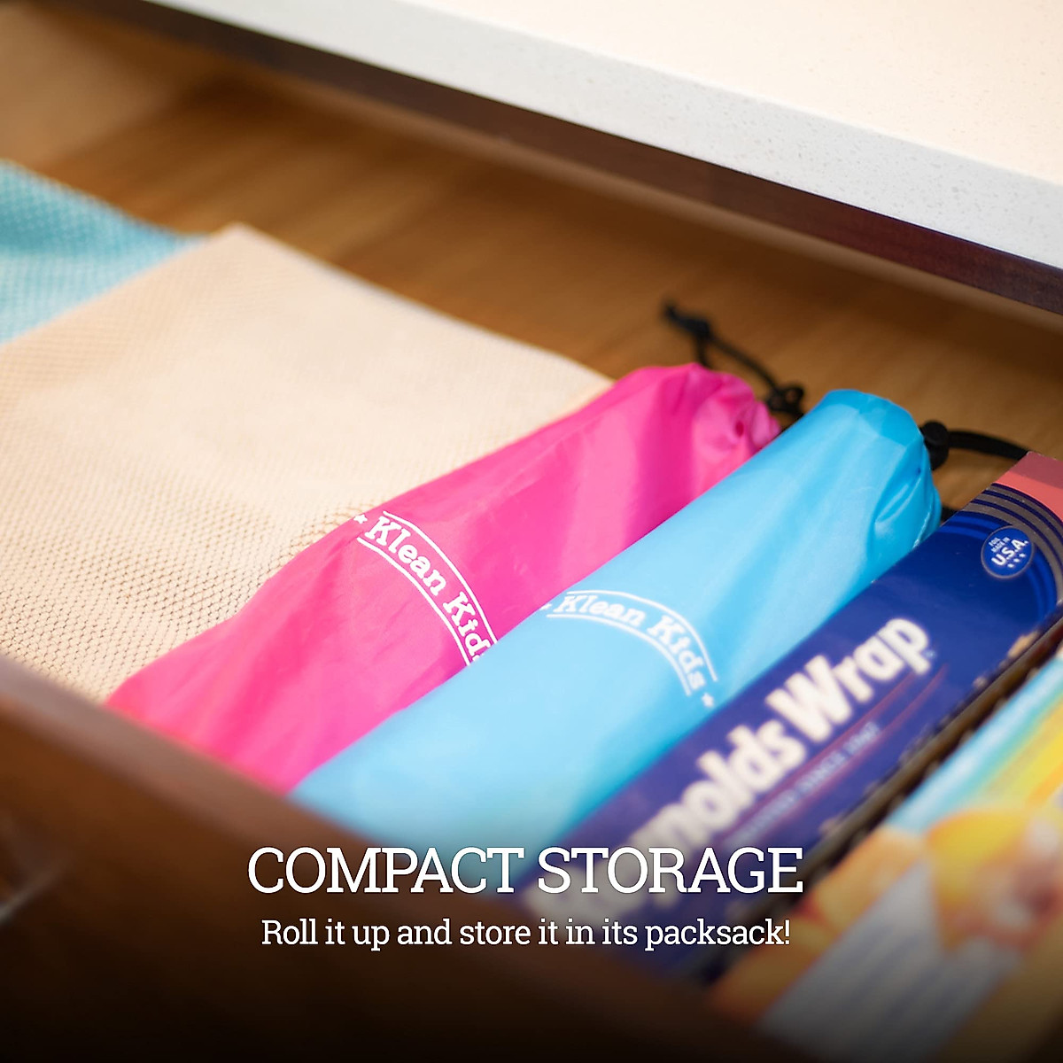 Klean Kids [2 Pack] Silicone Placemats for Toddlers (Mermaid and Princess) - Non Slip 2-Pack with Travel Bag - Princess & Mermaid - Baby Placemats That Stick to Table for Baby