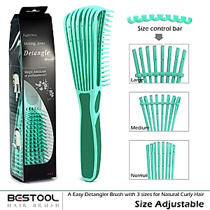 BESTOOL Detangling Brush for Black Natural Hair, Detangler Brush for Curly Hair Afro 3/4abc Texture, Faster n Easier Detangle Wet or Dry Hair with No Pain (Green)