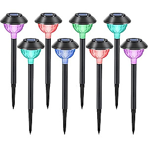 TWINSLUXES 8 Pack Solar Pathway Lights Outdoor,Color Changing Waterproof Garden Lights, Up to 12 Hrs LED Landscape Path Lighting Auto ON/Off Solar Yard Lights for Patio, Walkway,Garden Decoration.