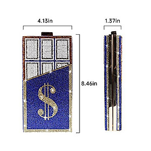 GripIt Bling Diamond Chocolate Money Purses and Handbags Rhinestone Clutch Bag for Womens Purses Crossbody Purse Evening Party Bags Handbag,Blue