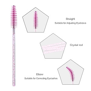 Elisel 100pcs Disposable Mascara Brushes with Container, Mascara Wands Makeup Brushes Applicators Kits for Eyelash Extensions and Eyebrow Brush (Crystal Pink)