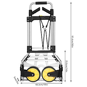 Generic Aluminum Heavy Duty Hand Cart Trolley Grocery Shopping Trailer Folding Hand Truck for Easy Transportation,Load-Bearing Capacity 160lbs
