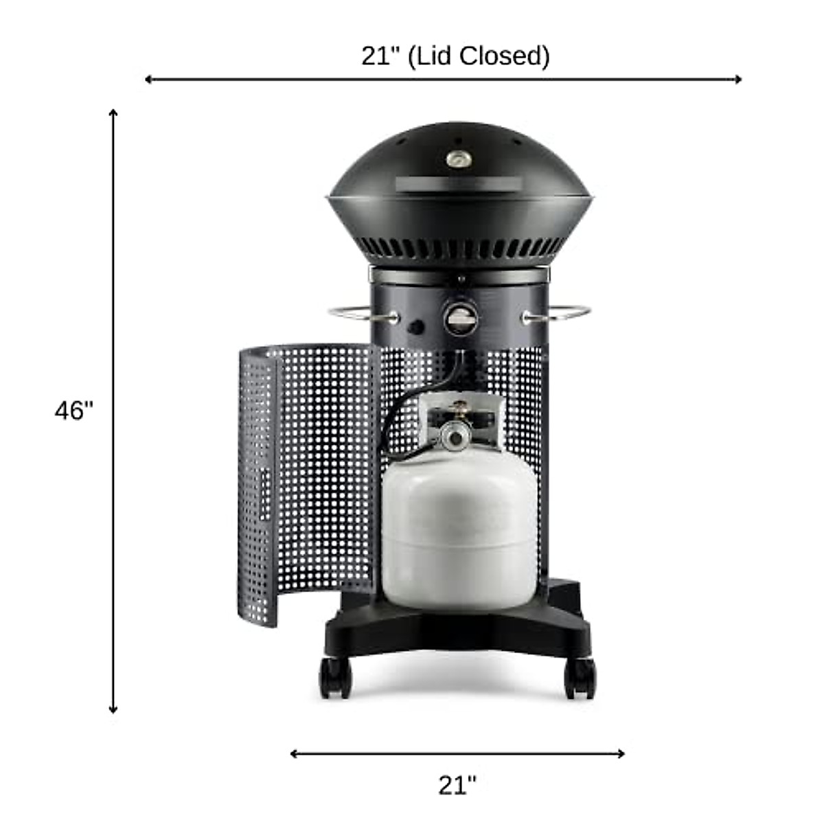 Fuego F21C-H Element Hinged Propane Gas Grill, Dark Gray