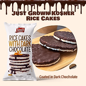 LIEBERS Dark Chocolate Rice Cakes, Kosher Certified Dairy Free, Gluten Free Snack (Dark Chocolate) Pack Of 3