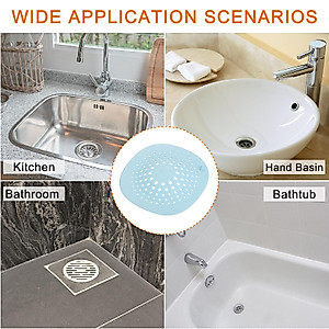 uxcell Hair Drain Catcher, 5.71inch Silicone Convex Tub Drain Covers Drain Protector with Handle Suction Cup for Kitchen Bathroom Balcony, Light Blue 2Pcs