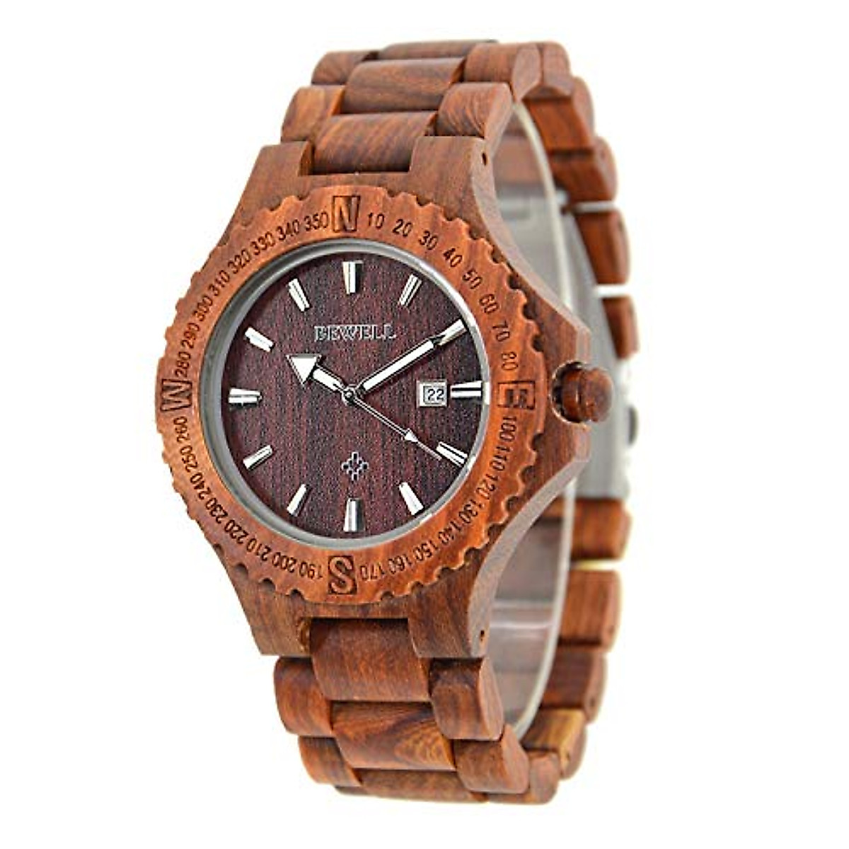 Natural Wood Watch for Men,Quartz Chronograph Unique Wood Wristwatch with Date + Box