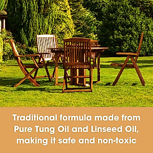 Furniture Clinic Teak Oil | Wood Oil Protects & Cleans Outdoor & Indoor Furniture, Boats, Shower Benches | Restore & Protect Wood, Prevent Drying & Other Damage | Natural Matte Finish | 17oz/500ml