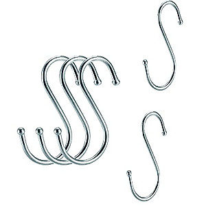 Juvielich 2.5" Wall Mounted S Shaped Hook Hangers for Towel Bag Key Kitchen Utensils, Thickness 3.6-4mm / 0.14"-0.16" Silver Colored, 20 Pcs