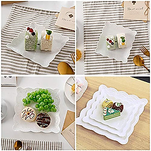 Cupcake Stand,2 Set of 3-Tier Dessert Plates Mini Cakes Fruit Candy Display Tower Cookie Tray Rack Candy Buffet Holder Plastic Cake Stand for Wedding Home Holiday Birthday Christmas (Round Square)