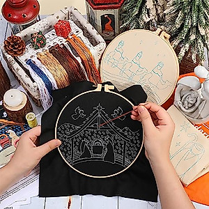 Tigeen 5 Sets Embroidery Starter Kit for Beginners Adults Kids Cross Stitch Embroidery Kit for Christian Christmas with Instructions Embroidery Hoops Needles Colored Threads Needle Threader (Jesus)