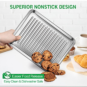 CEKEE Baking Sheet with Rack Set of 9 (3 Cookie Sheets + 3 Baking Racks + 3 Mats), Stainless Steel Baking Sheet Cooling Rack with Baking Mat Set, Baking Pans Set - Heavy Duty & Dishwasher Safe