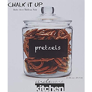 Circleware Large 1.1 Gallon Mason Jar Chalkboard Glass Canister with Lid and Handle, Kitchen Glassware Food Beverage Preserving Container.
