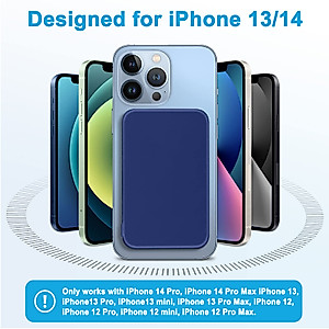 AOGUERBE Magnetic Wireless Portable Charger, 10000mAh Wireless Power Bank PD 22.5W Fast Charging with USB-C LED Display Mag-Safe Battery Pack Compatible for iPhone 15/14/13/12 Pro/Mini/Pro Max（Blue）