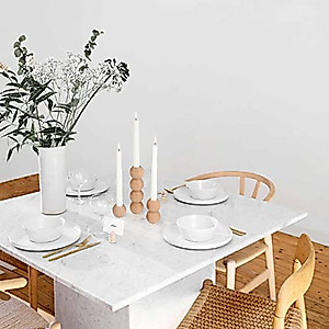 Gurfuy Wood Candle Holders Set of 5 - Rustic Long Wooden Candlestick Holders Bulk un Finished Nature Wood Decorative Candle Stand for Table Wedding Dinning CenterpiecesFestival (Bead Cylinder)