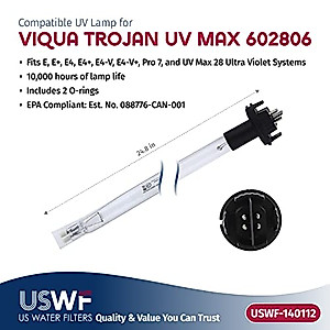 602806 Replacement UV Lamp | Fits the VIQUA E/E+/E4/E4+/E4-V, Pro 7, & UVMax 28 Series UV Systems | Made in the USA, US Water Filters
