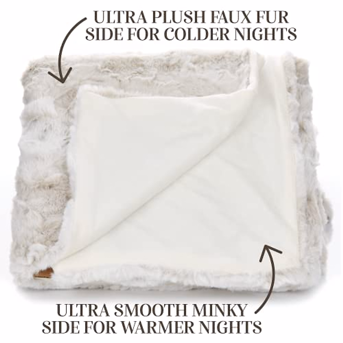 Outrageously Soft Throw Blanket - Ultra Plush Minky Faux Fur Blanket - 50 x 70 Inches - Tan