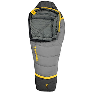 Browning Camping Vortex +20 Degree Mummy Sleeping Bag, Gold/Coal